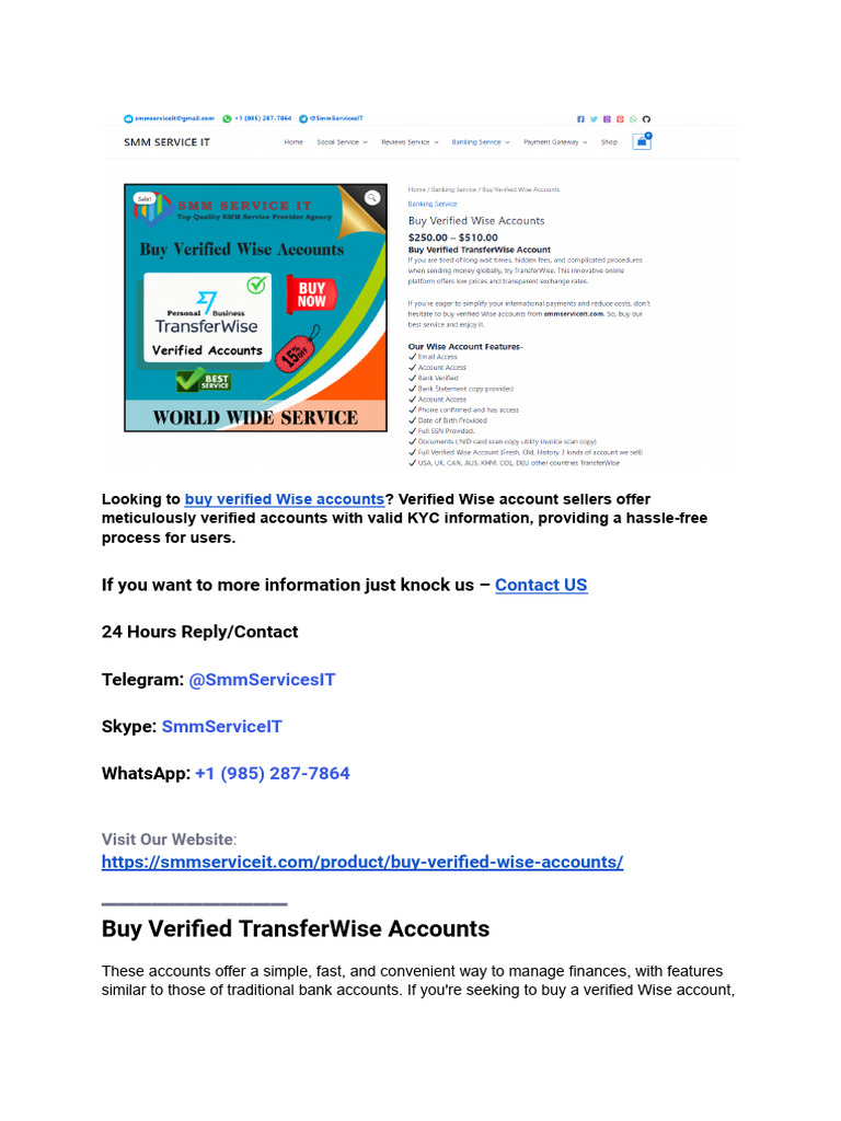 Buy Verified Wise Accounts Online | PDF | Computer Security | Security