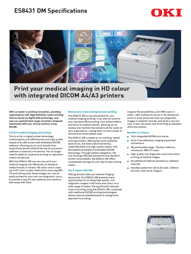 Oki Es8431 DM A3 A4 Colour Dicom Printer | PDF