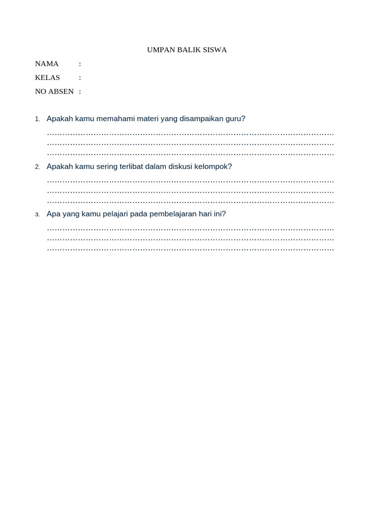 Umpan Balik Siswa Modul 1 | PDF