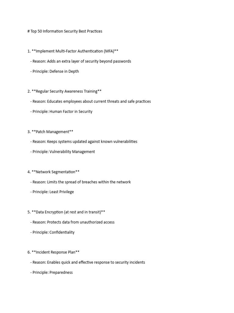 Information Security Best Practices | PDF
