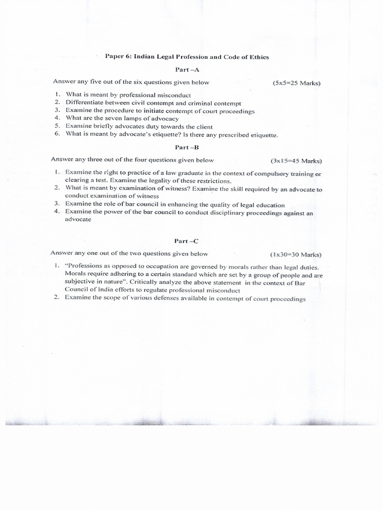 Paper - 6 the Indian Legal Profession and Code of Ethics. 17.2.2018 | PDF