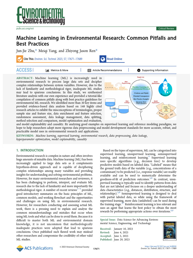 Zhu Et Al 2023 Machine Learning in Environmental Research Common ...
