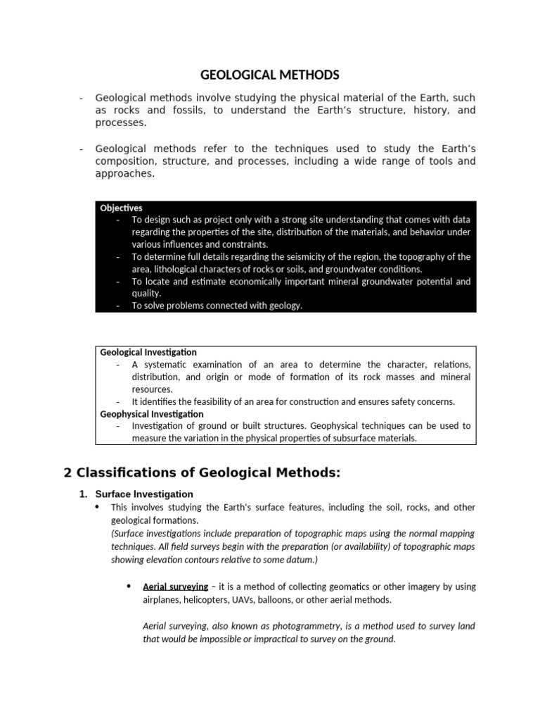GEOLOGICAL METHODS Final Report | PDF