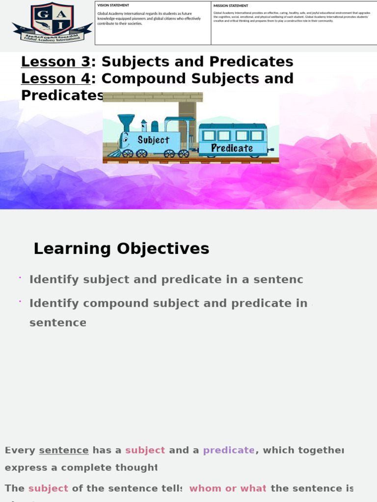 GR 7 - L 3 and 4 Subjects and Predicates | PDF
