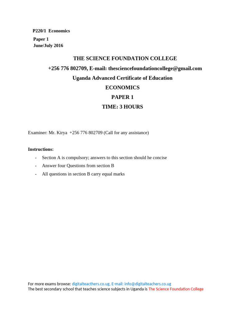 Set 1 Economics Paper 1 | PDF