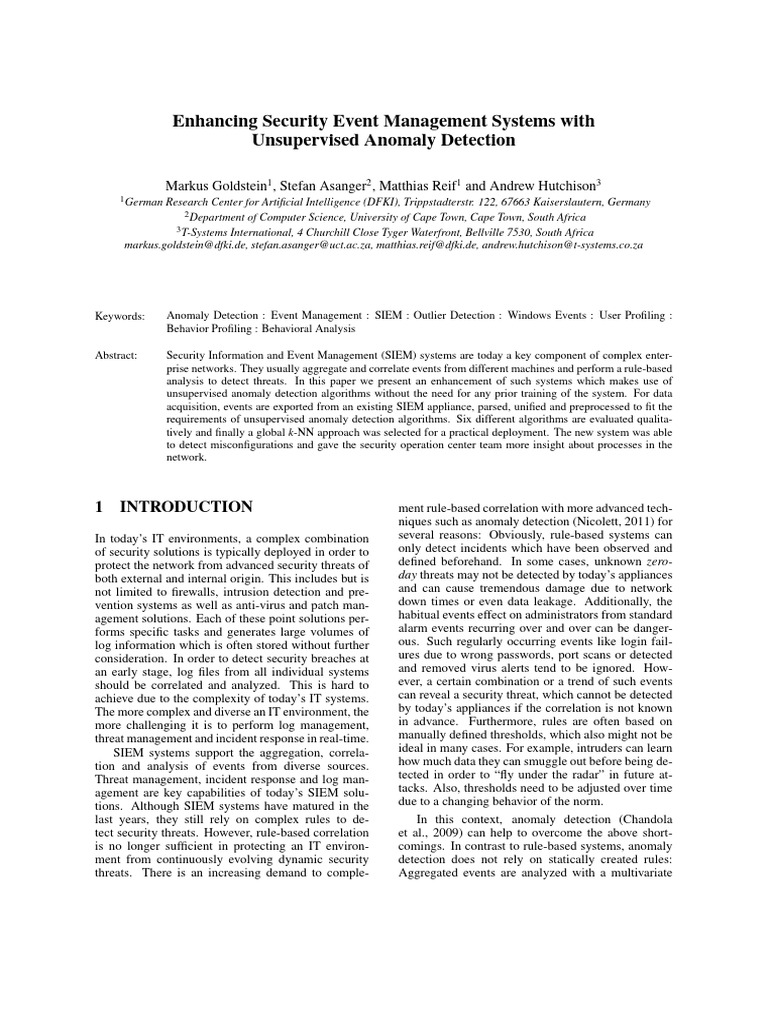 SIEM Anomaly Detection | PDF