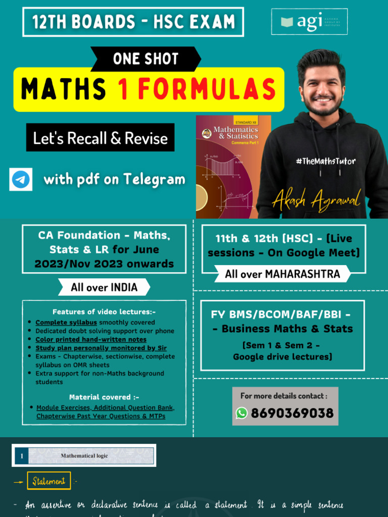 Maths 1 Formulas | PDF