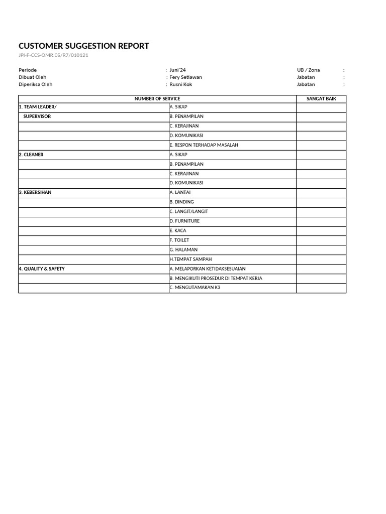 Customer Suggestion Report | PDF