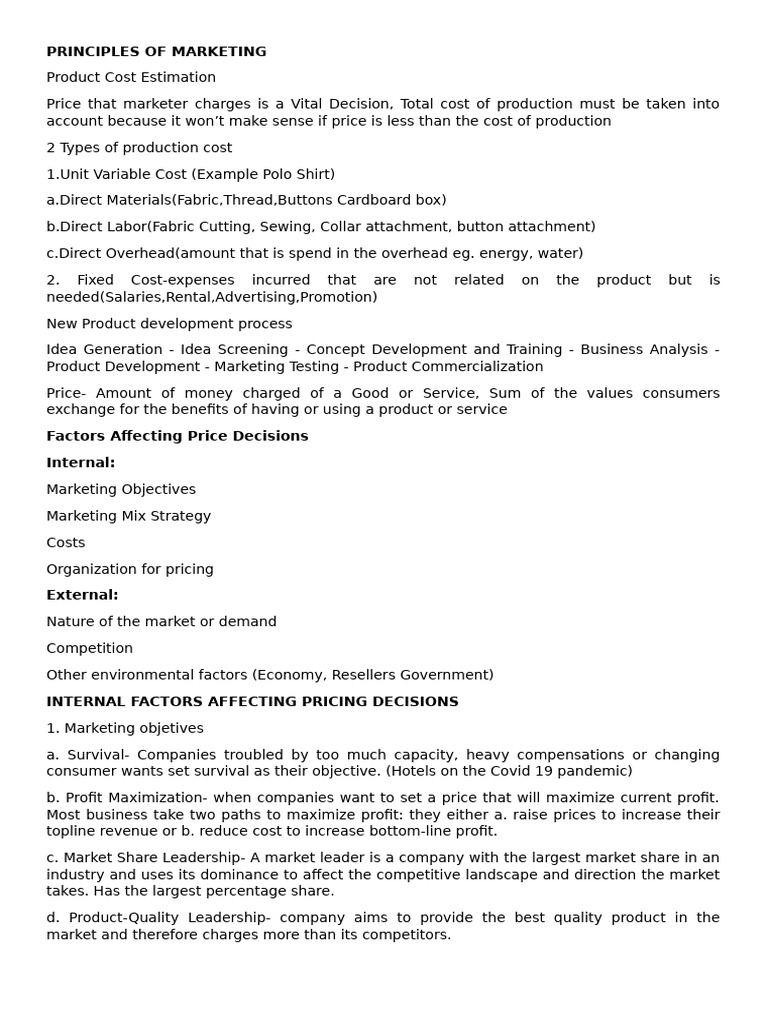 Principles of Marketing Price | PDF