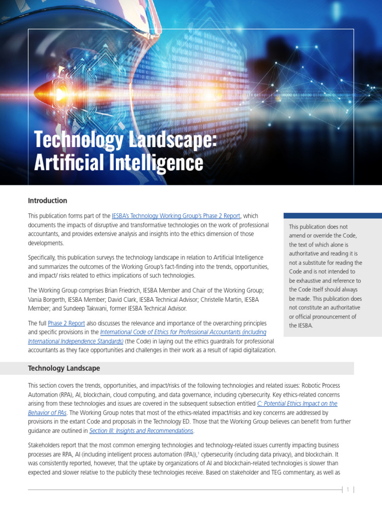 Technology Landscape Artificial Intelligence NAM V1 | PDF