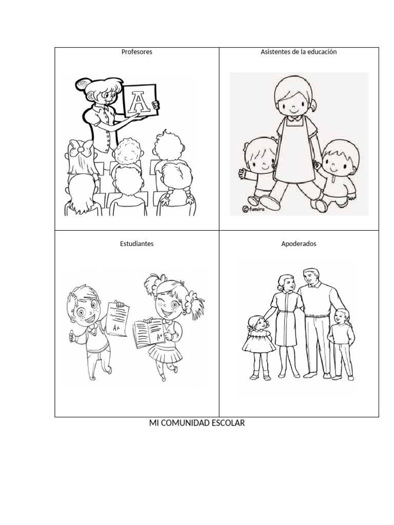 Comunidad Escolar Dibujos Colorear | PDF