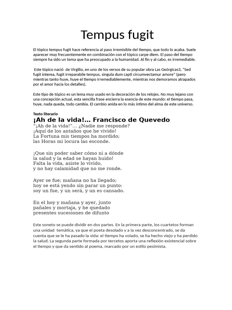 Tempus Fugit: ¡Ah de La Vida! Francisco de Quevedo | PDF