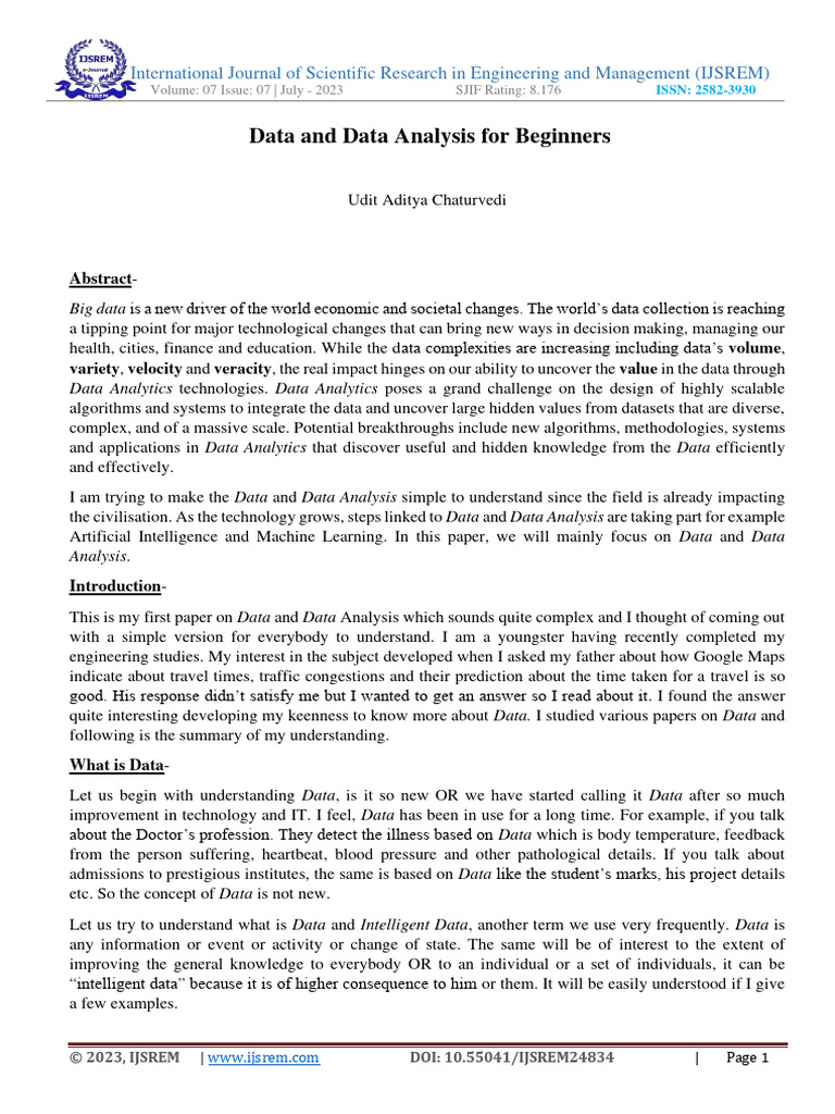 Data and Data Analysis For Beginners | PDF