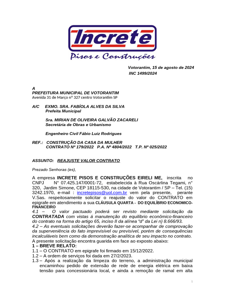 Inc 1499 - Rejuste Valor | PDF