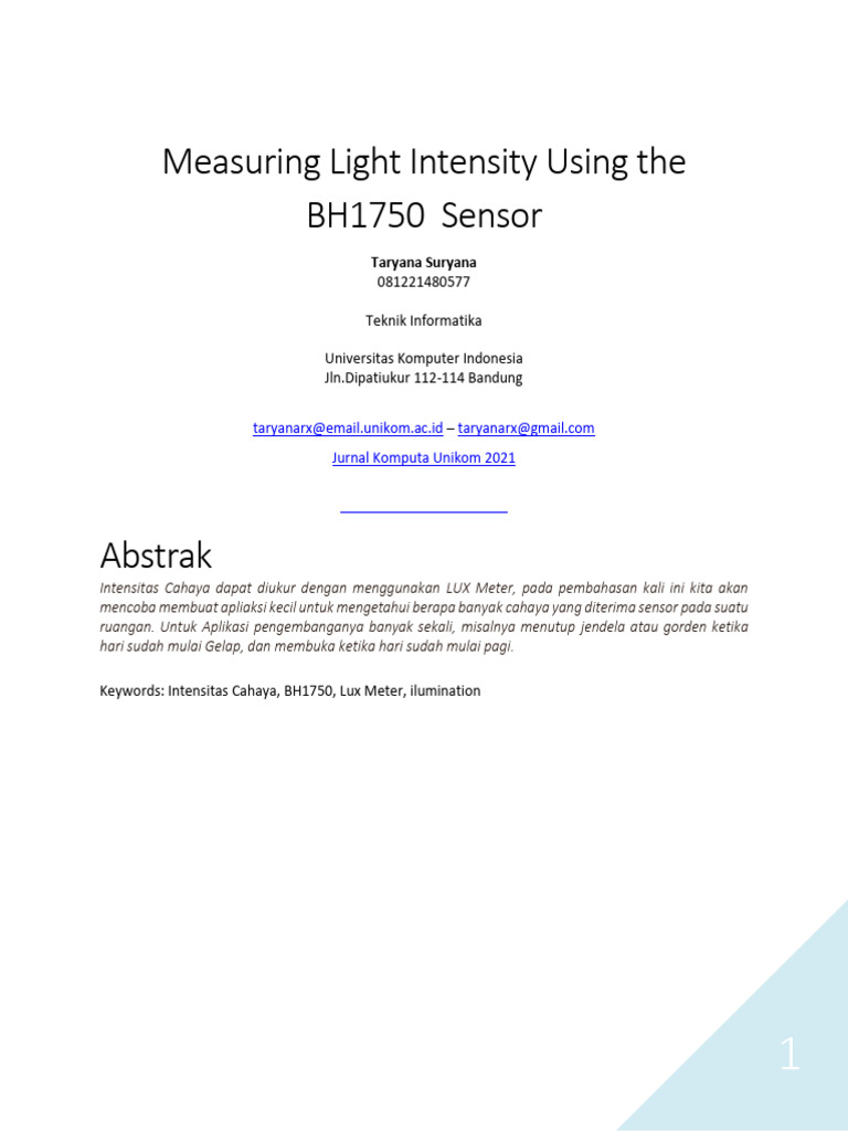 Mengukur Intensitas Cahaya Dengan Menggunakan Sensor BH1750 | PDF | Seni