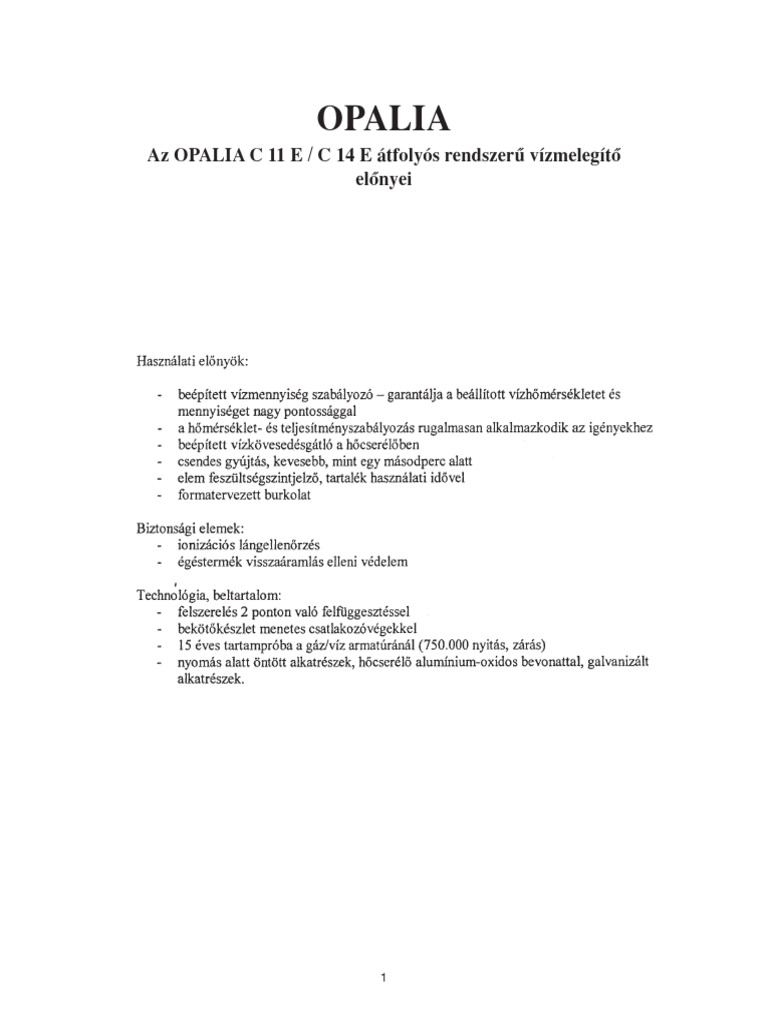 Saunier Duval Opalia C11e C14e Vizmelegito Felhasznaloi Es Szerviz ...