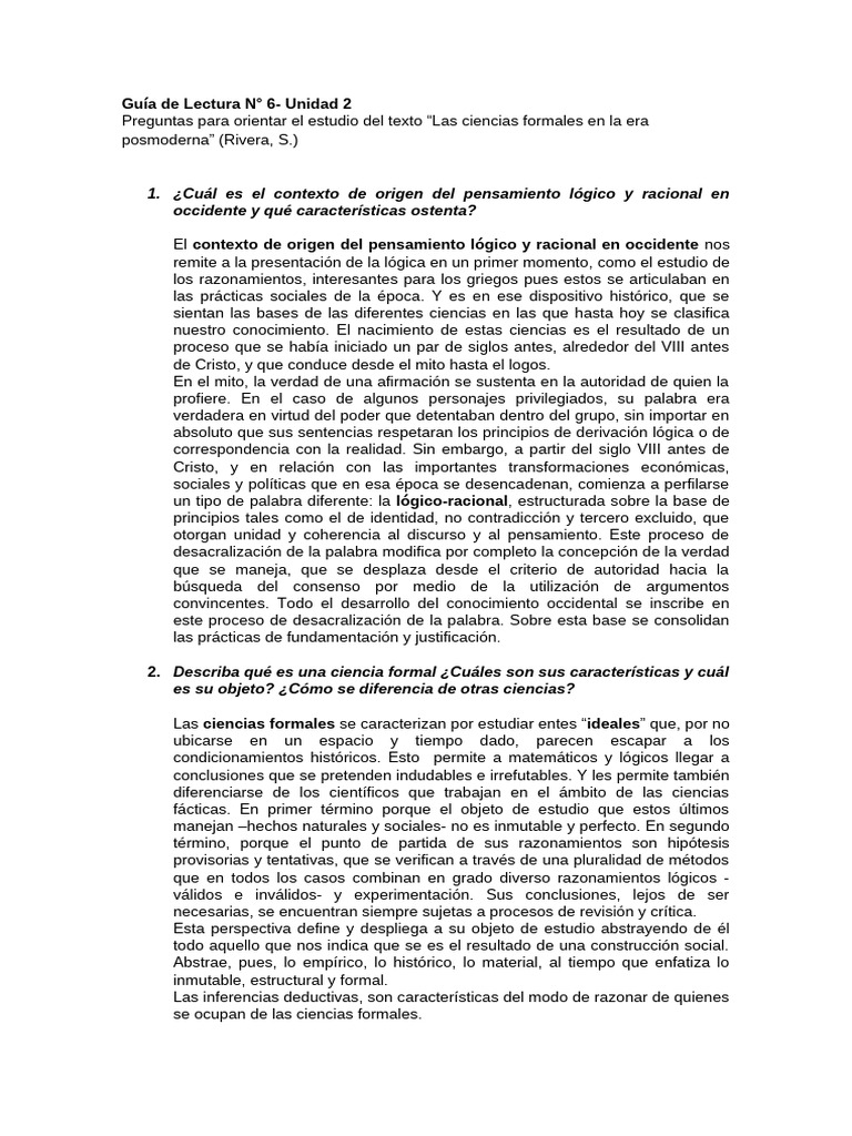 Guía de Lectura, Segundo Parcial | PDF