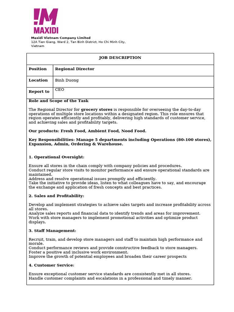 (Maxidi) Regional Director | PDF (Maxidi) Regional Director | PDF