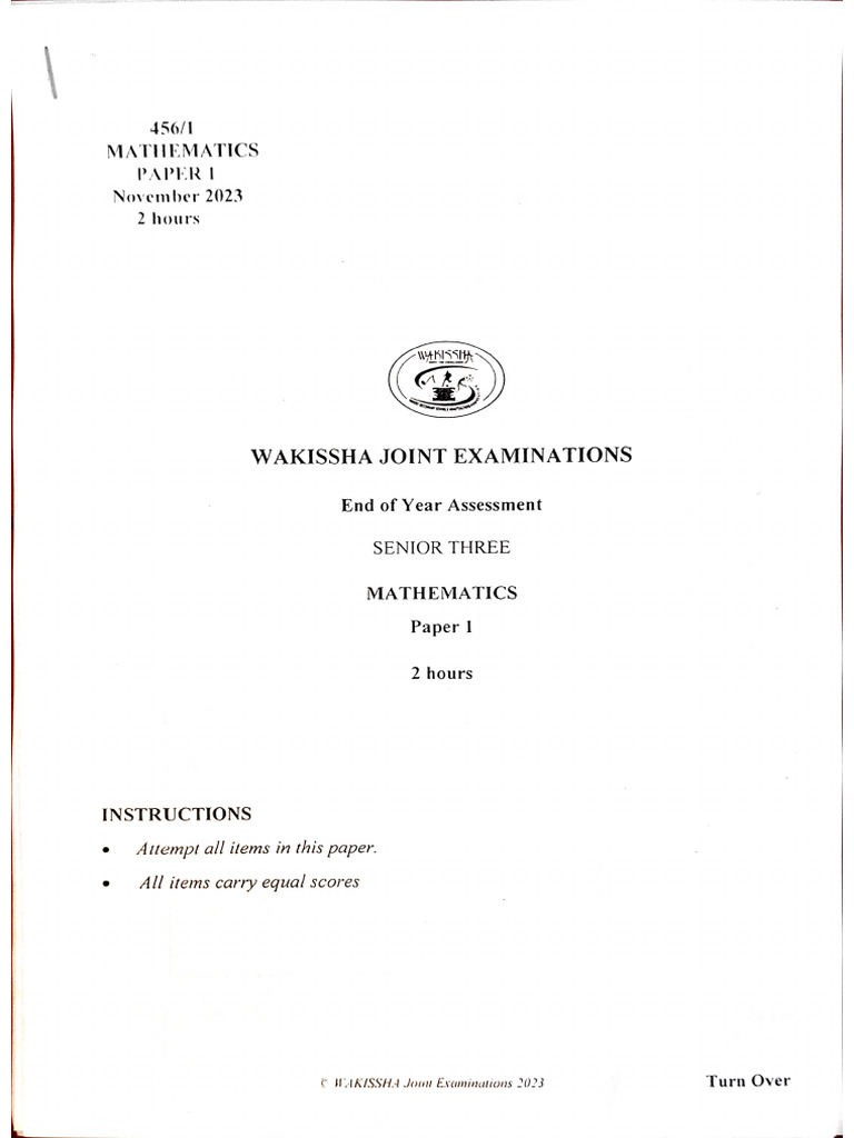 CBC Wakisha Math P1 2023 | PDF
