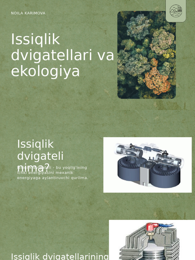 Issiqlik Dvigatellari Va Ekologiya. 9-A Karimova Noila | PDF
