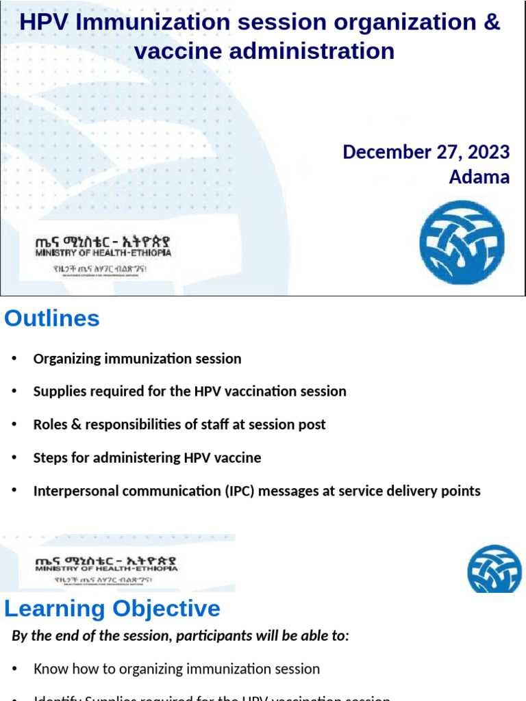 Immunization Session Organization & HPV Vaccine Administration | PDF