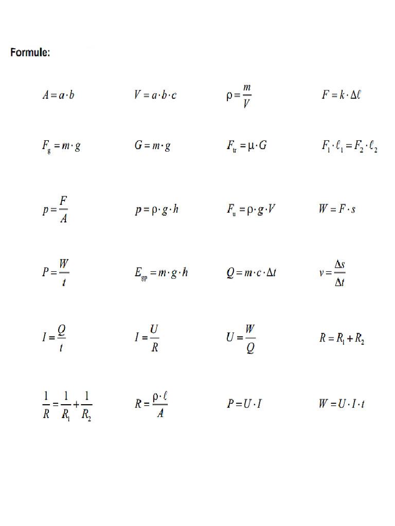 Fizika OŠ-formule | PDF