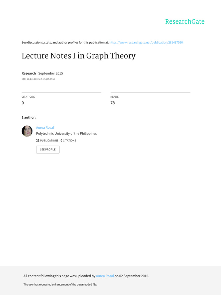 Lecture Notes in Graph Theory | PDF