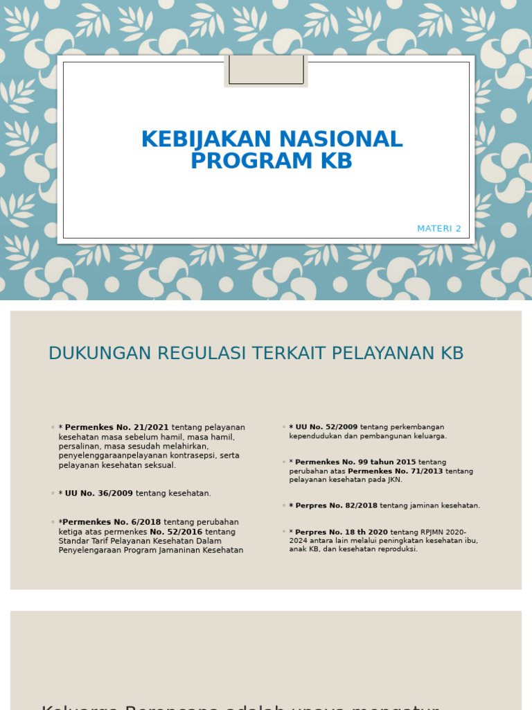 Kebijakan Nasional Program KB | PDF