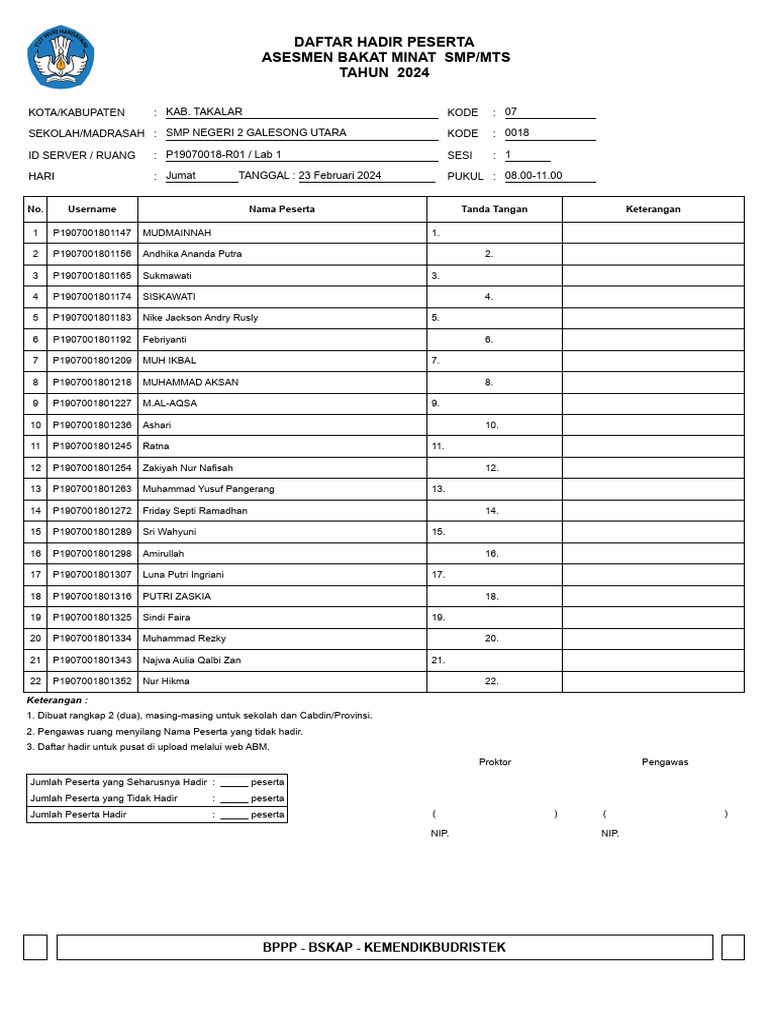Asesmen Bakat Minat - Tahun 2024 DH5 | PDF