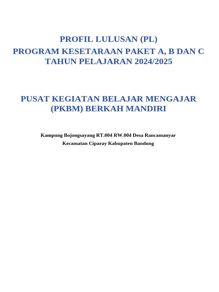 Profil-Lulusan-PL-PKBM-Berkah Mandiri | PDF