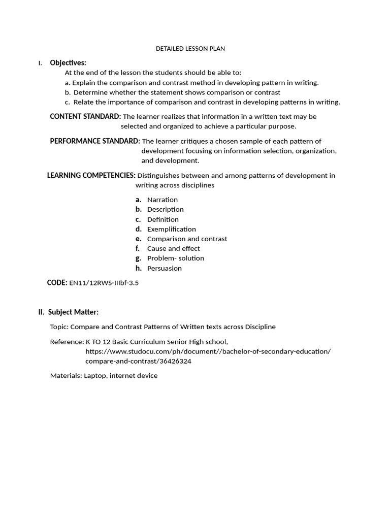 Lesson Plan in Demo English | PDF