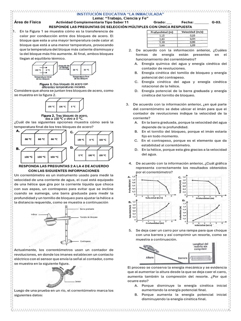 Actividad Complementaria Tipo Saber 3 Niveles | PDF