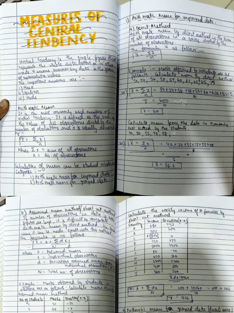 Mean Median Class 11 Statistics | PDF