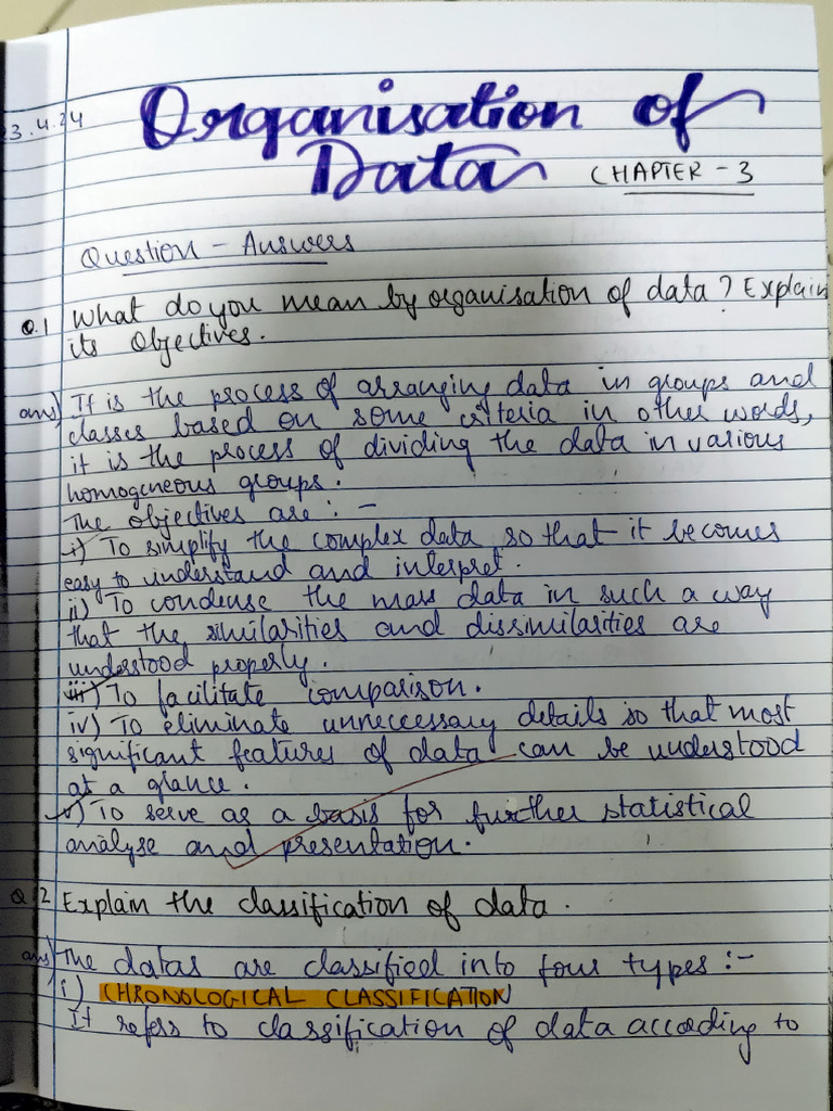 Organisation of Data Class 11 Statistics | PDF