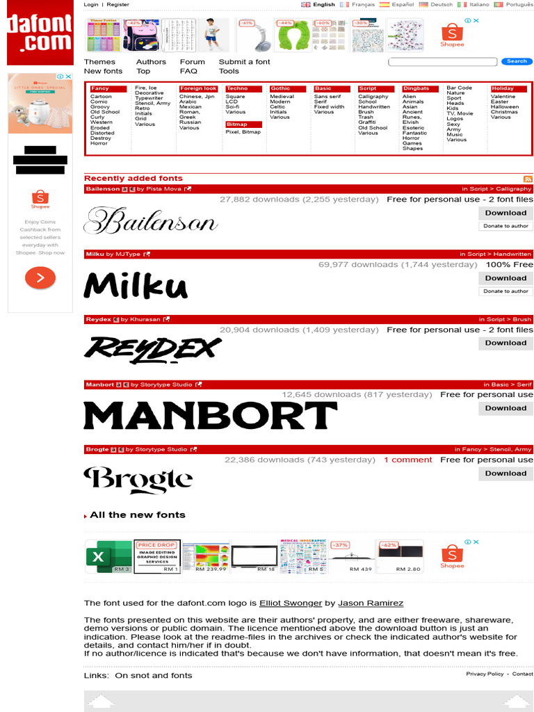 DaFont - Download Fonts | PDF