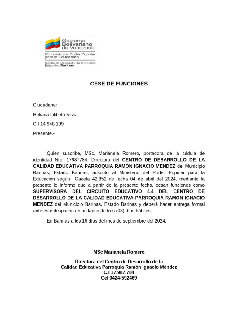 Cese de Funciones | PDF