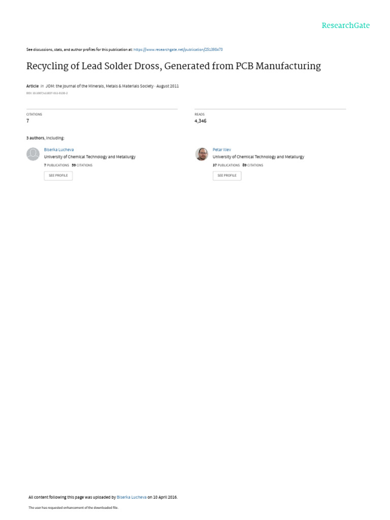 Recycling of Lead Solder Dross | PDF