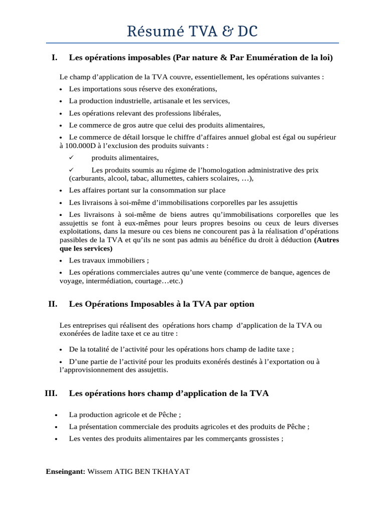 Résumé TVA DC | PDF