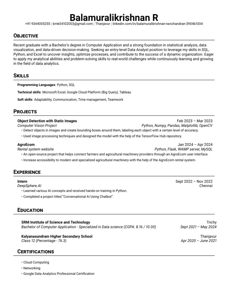 Bala Resume | PDF
