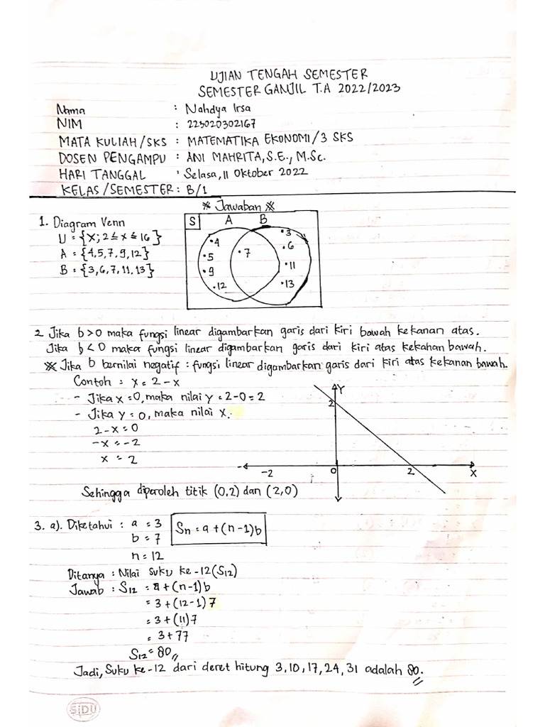 Nahdya Irsa (UTS MATEKON) | PDF