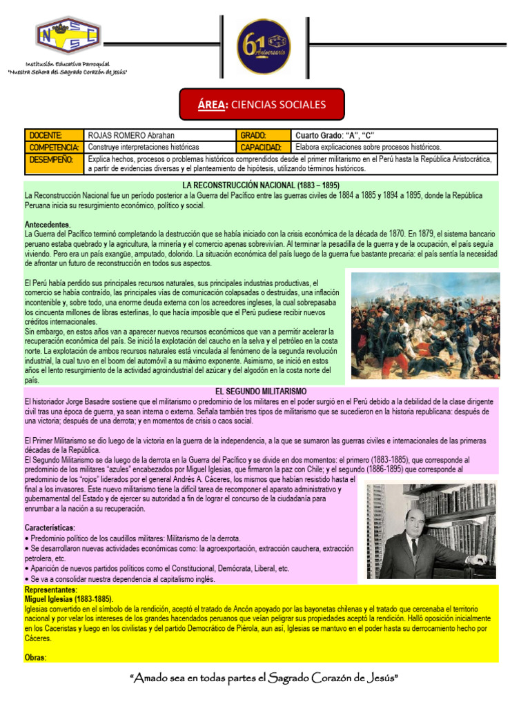 Actividad N 07. CCSS. 4 Grado. NSSCJ 2023 | PDF