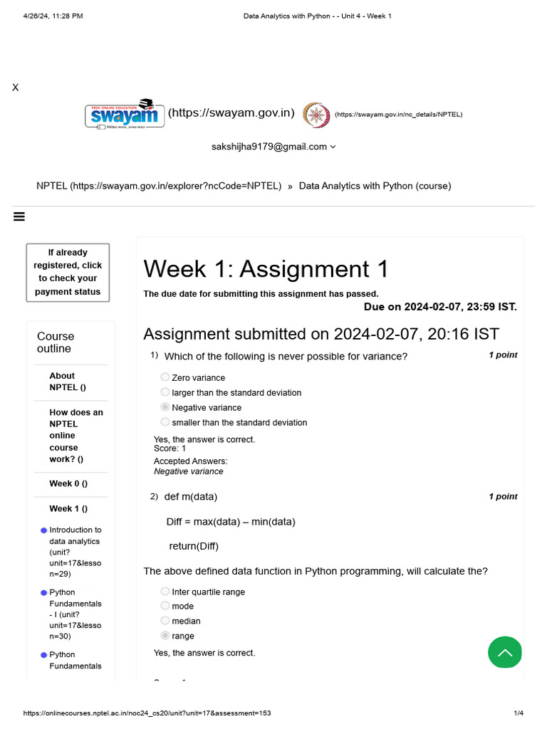 Data Analytics With Python - Unit 4 - Week 1 | PDF