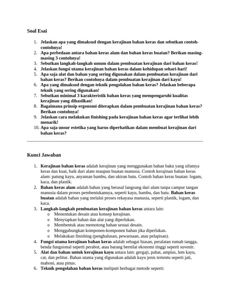 Soal Esai Prakarya | PDF