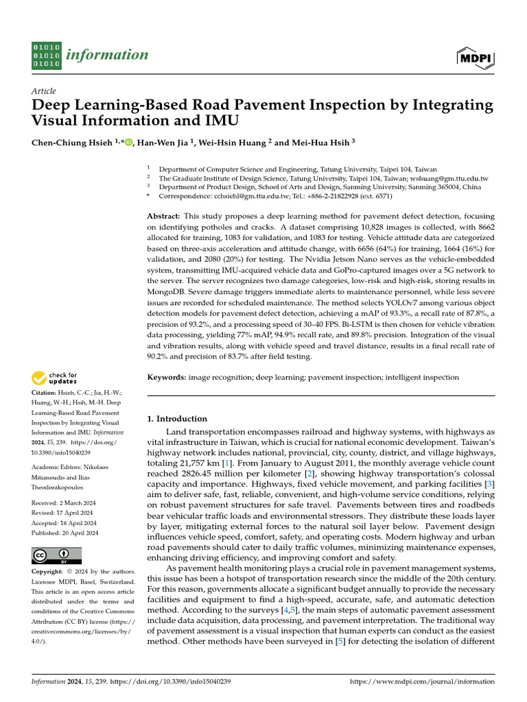 Deep Learning-Based Road Pavement Inspection by Integrating | PDF