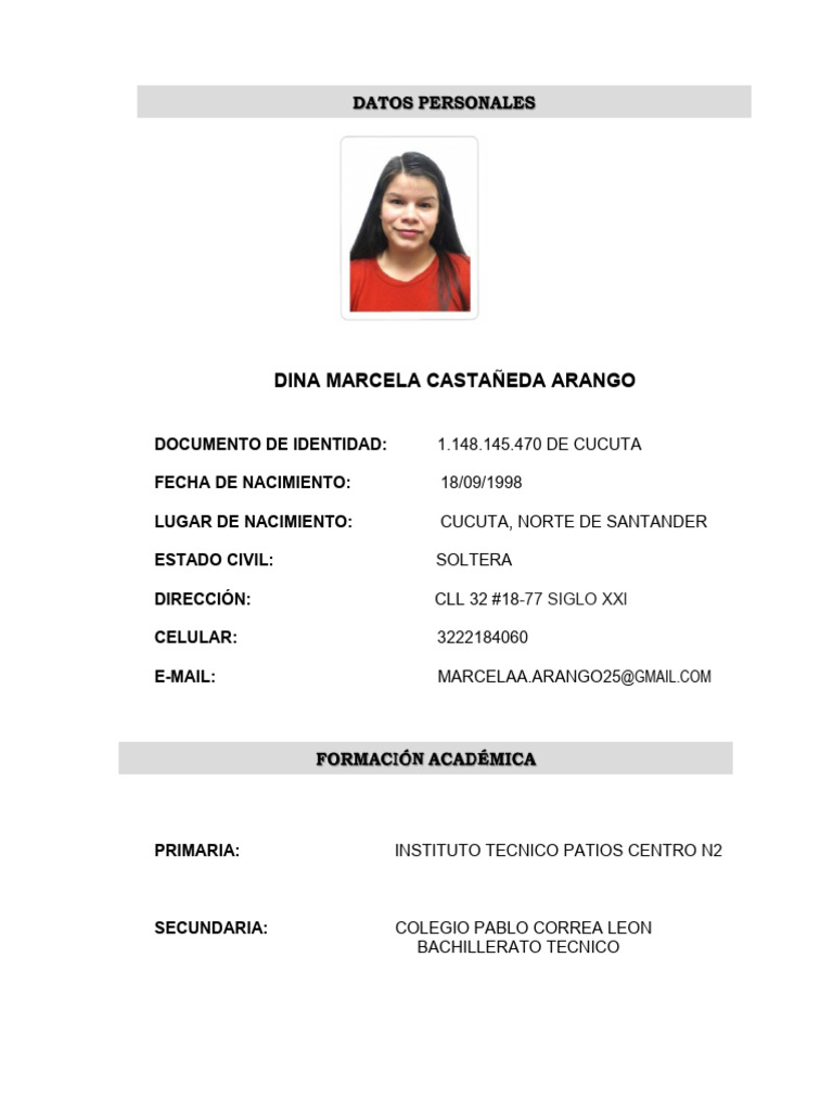 Hoja de Vida Marcela Castañeda (1) (1) | PDF