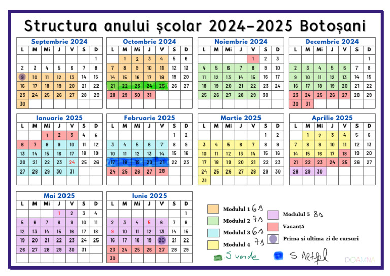 Structura Anului Scolar 2024 2025 Botosani | PDF