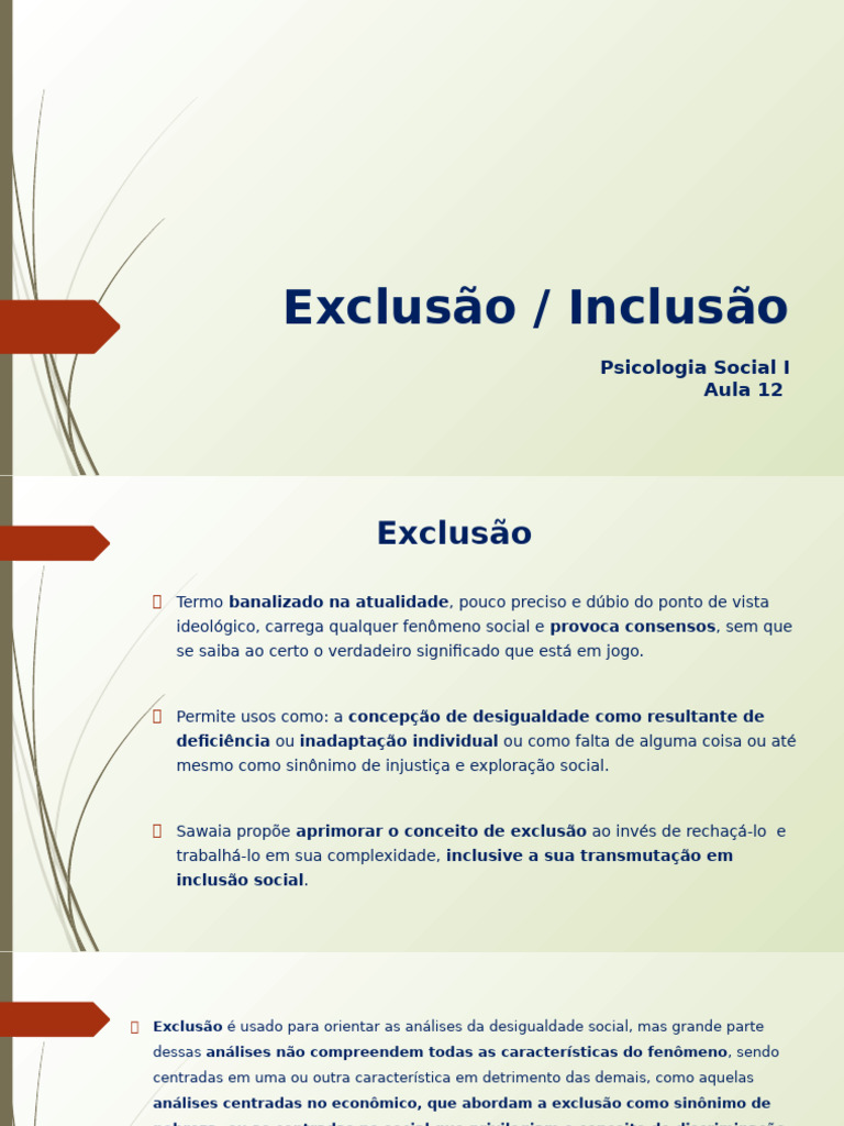 Aula 12 B - ExclusÃ o Ou InclusÃ o Perversa | PDF