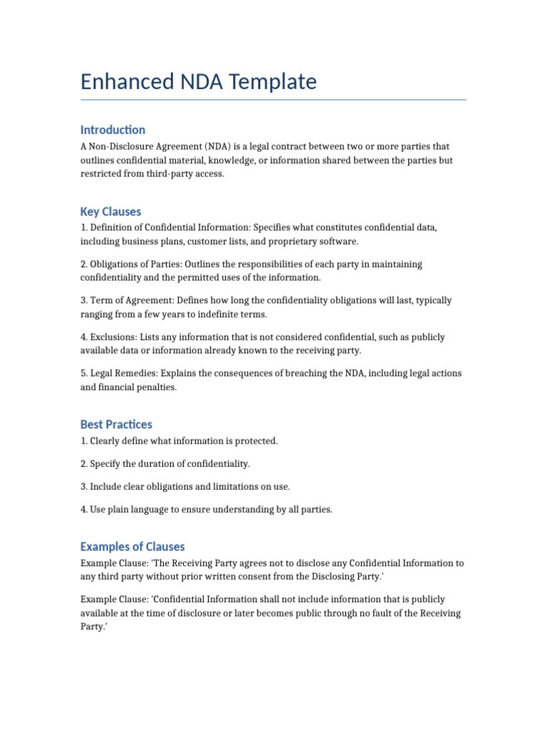 Enhanced NDA Template | PDF