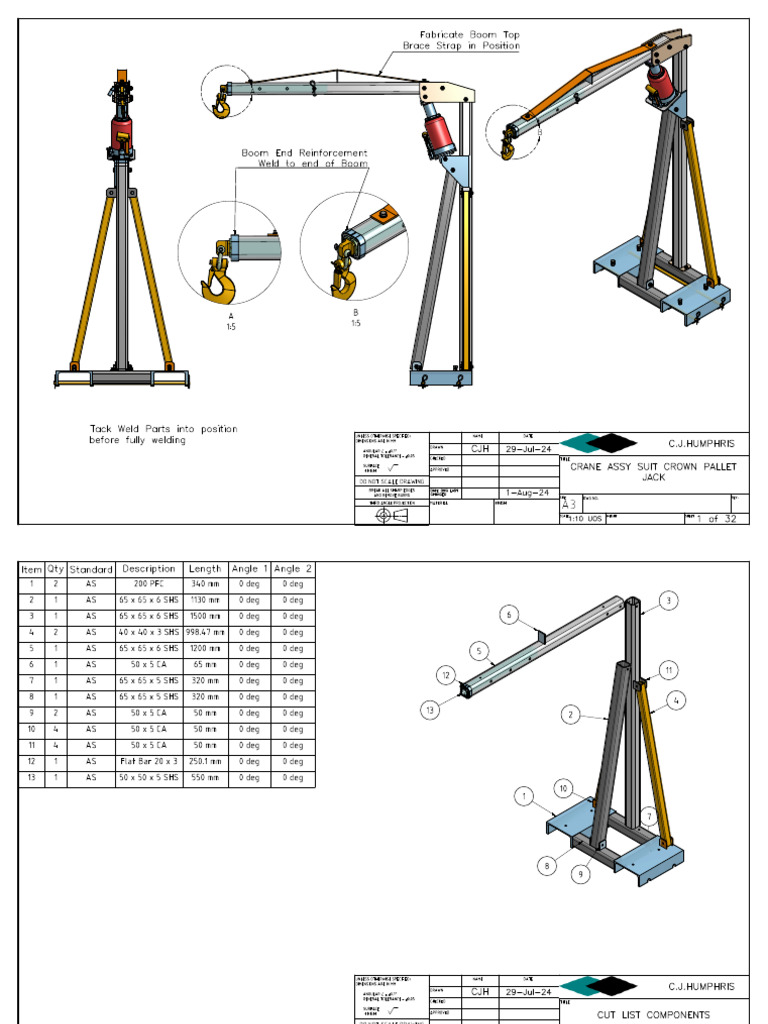 Crown PTH 50 27-45 Pallet Jack Crane Assy Drawings | PDF