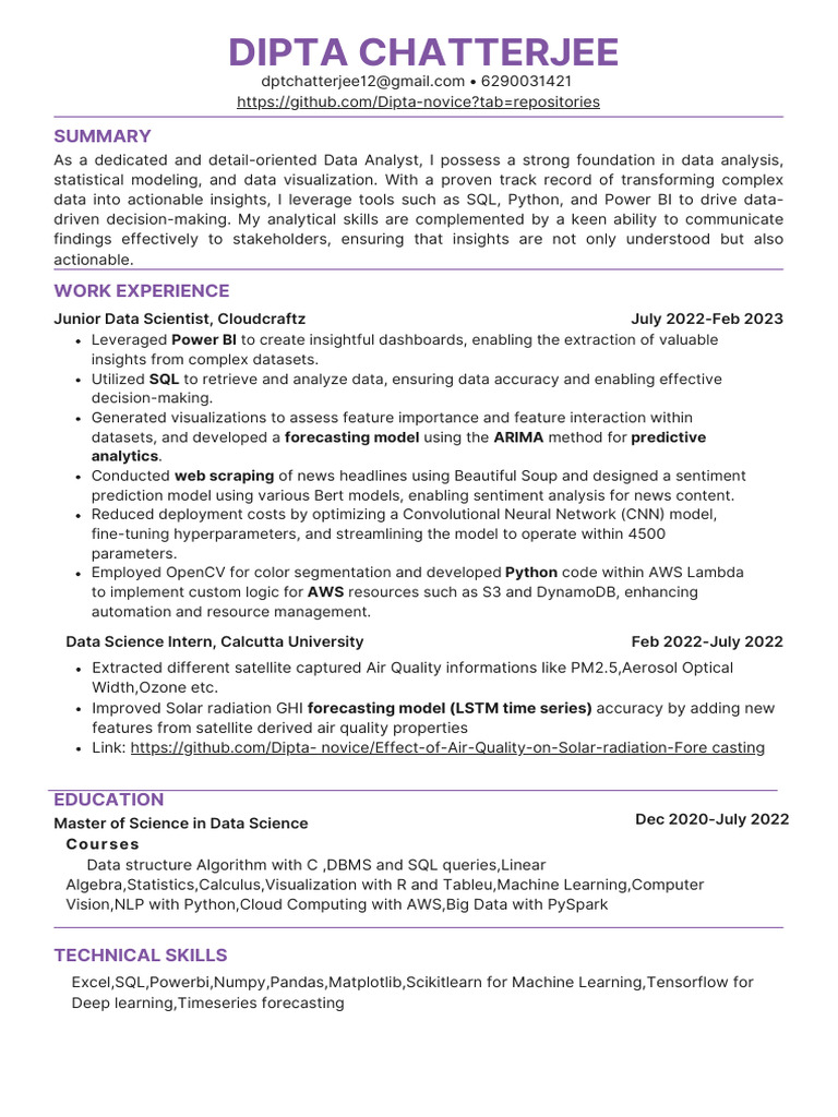 Dipta Chatterjee's Resume | PDF
